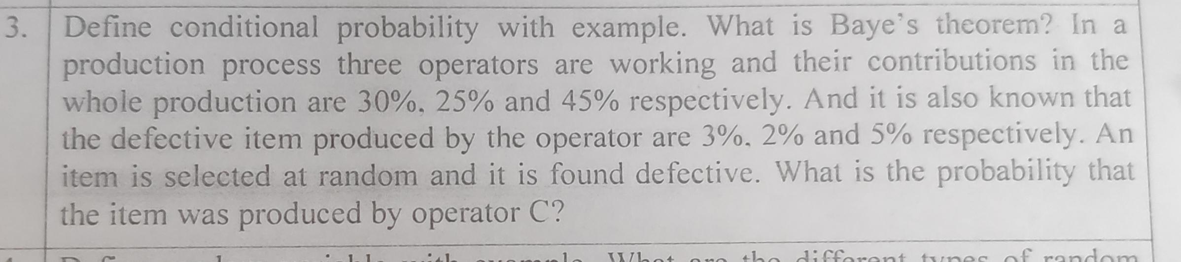 Solved Define conditional probability with example. What is | Chegg.com