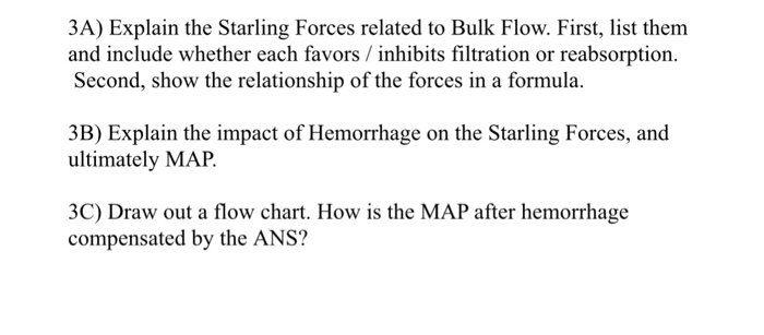 Solved 3A) Explain the Starling Forces related to Bulk Flow. | Chegg.com