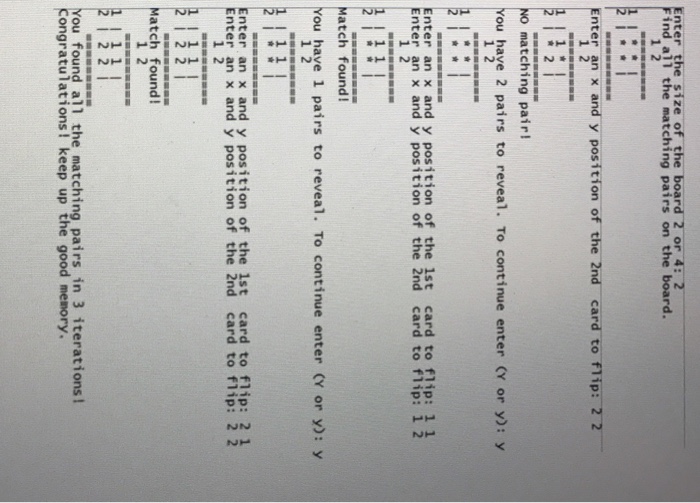 Solved 3. (Memory Game A common memory matching game played | Chegg.com