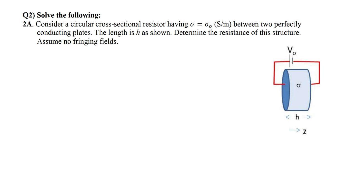Solved Q2) Solve the following: 2A. Consider a circular | Chegg.com
