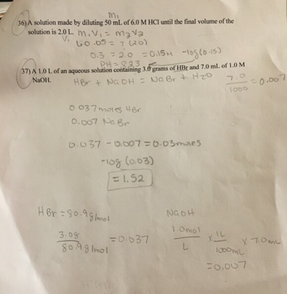 A solution made by diluting 50 mL of 6.0 M HCl until | Chegg.com