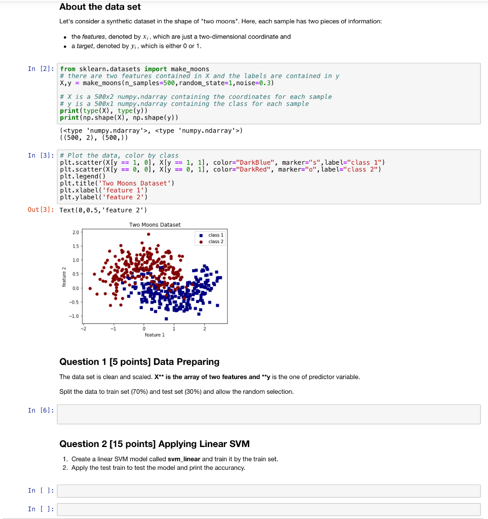 Solved About the data set Let's consider a synthetic dataset | Chegg.com