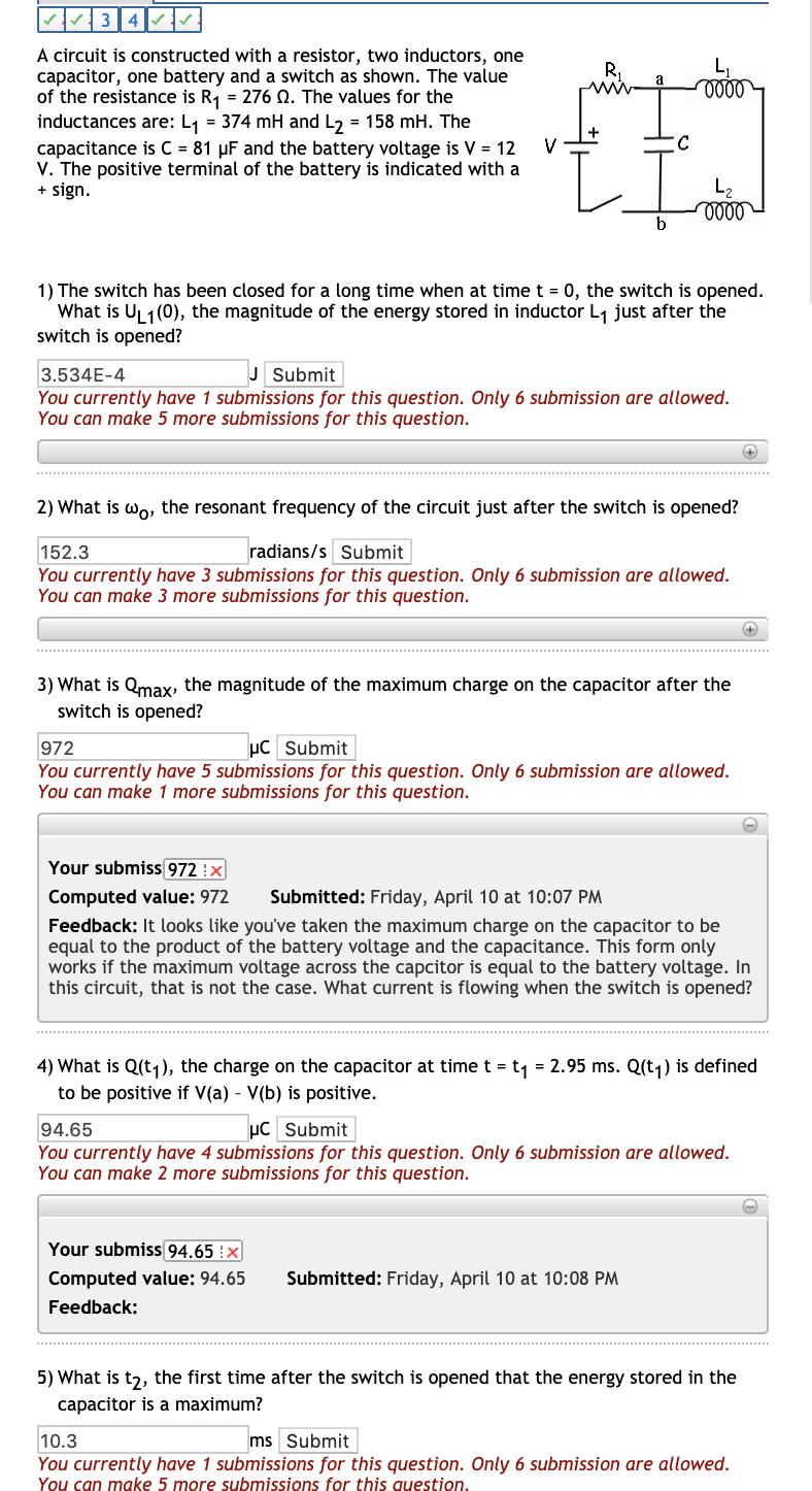 Solved y dobry A circuit is constructed with a resistor, two | Chegg.com