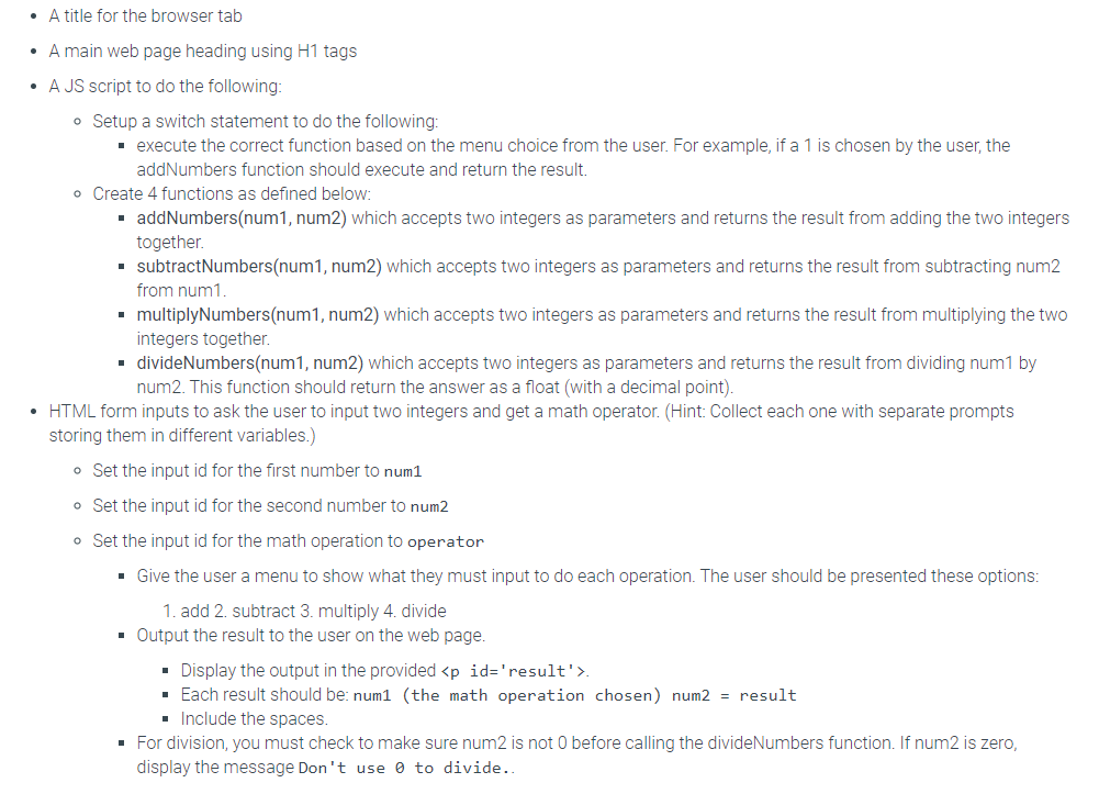 Solved • A title for the browser tab • A main web page | Chegg.com