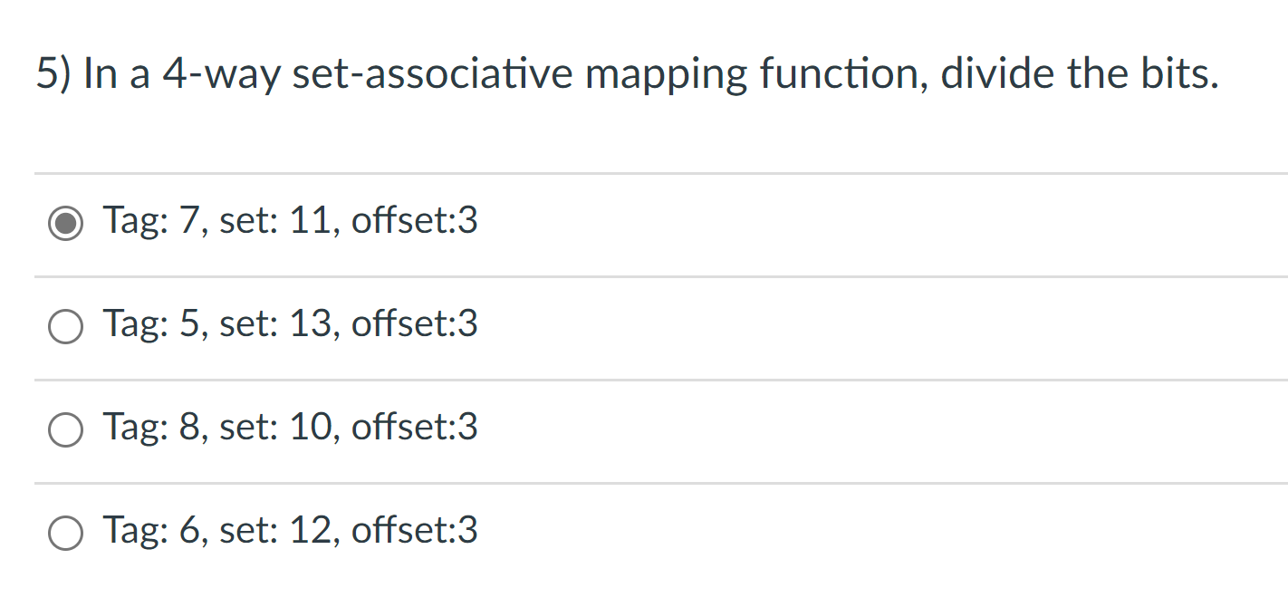 Solved 5 In A 4 Way Set Associative Mapping Function