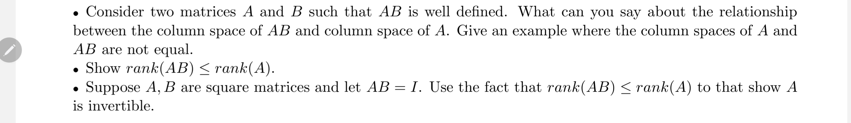 Solved Consider two matrices A and B ﻿such that AB ﻿is well | Chegg.com
