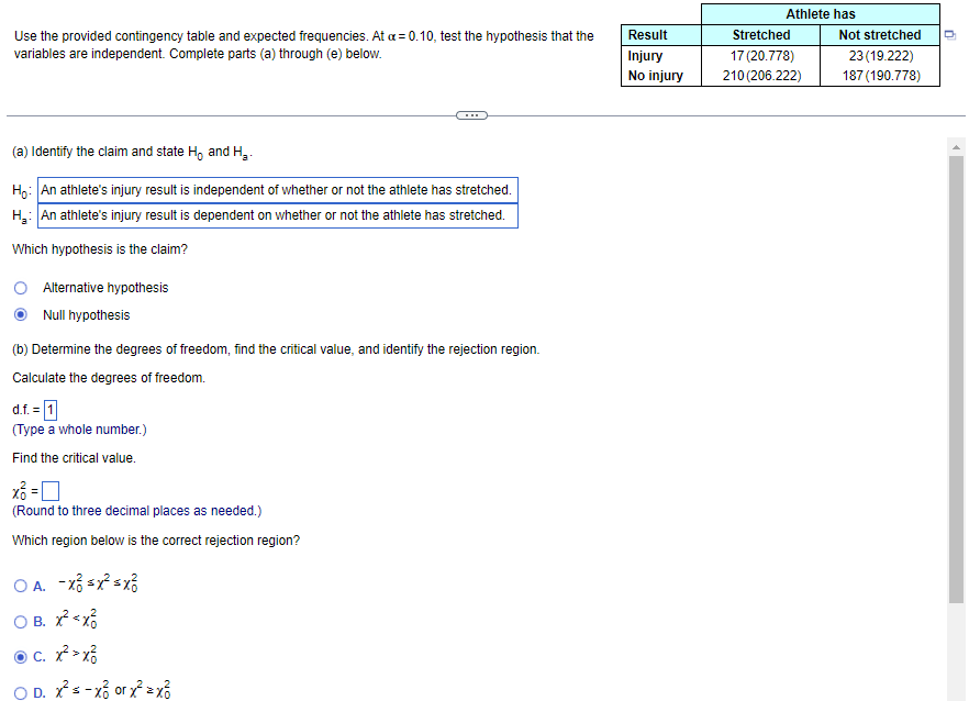 Solved Use the provided contingency table and expected | Chegg.com