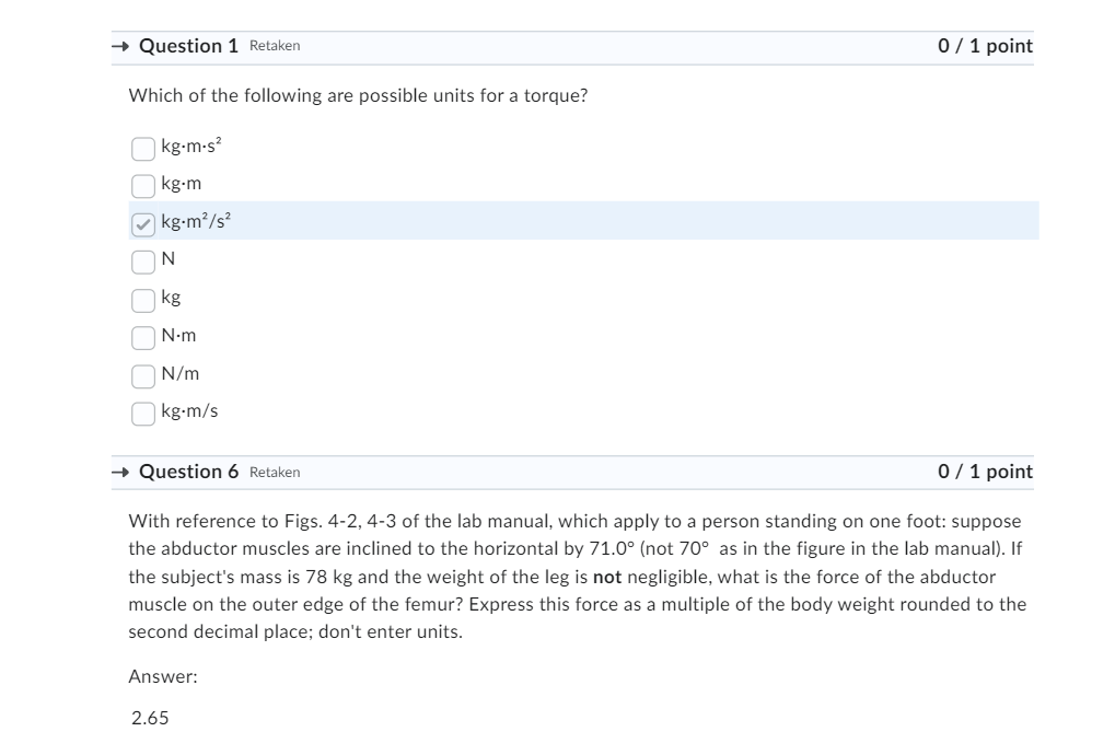 Which of the following are possible units for a | Chegg.com