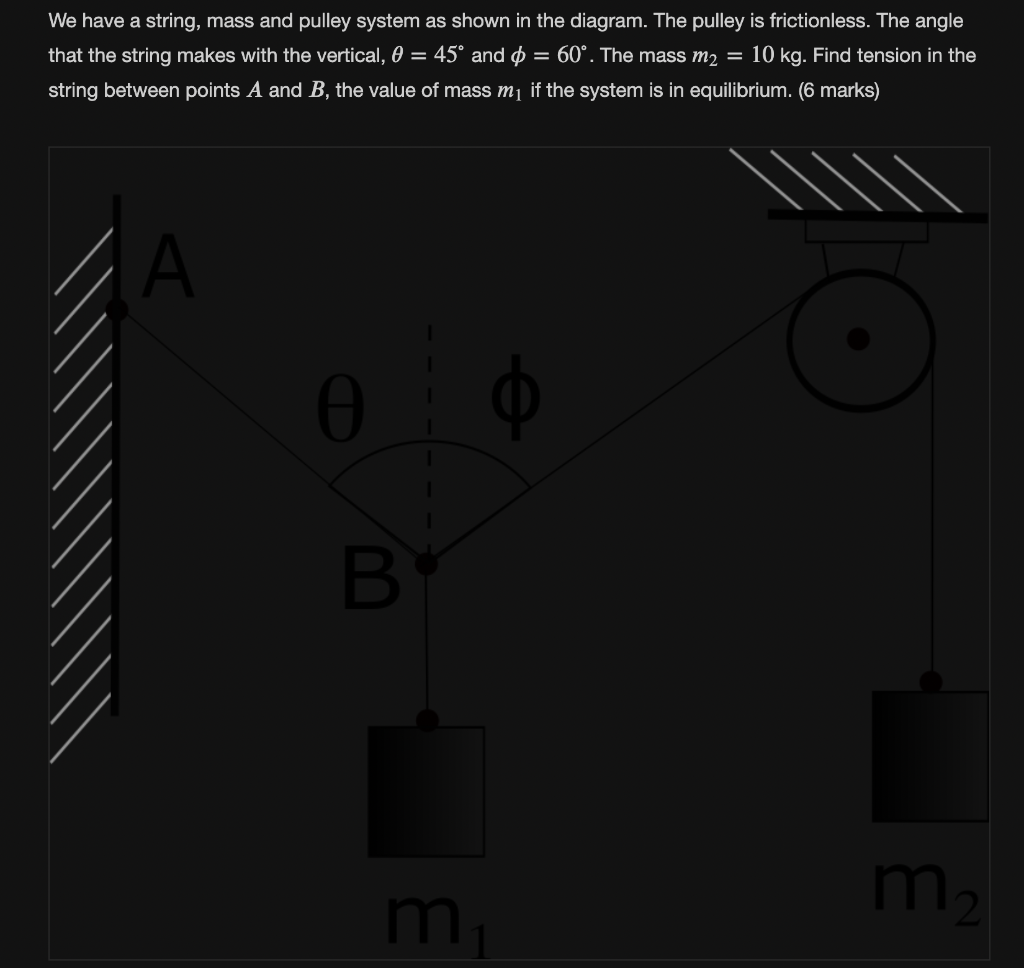 Solved We have a string, mass and pulley system as shown in | Chegg.com