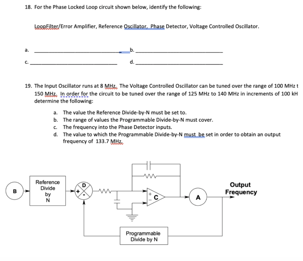Solved 18. For the Phase Locked Loop circuit shown below, | Chegg.com