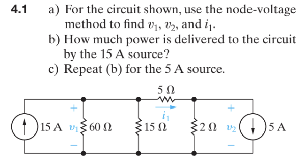 Solved a) For the circuit shown, use the node-voltage method | Chegg.com