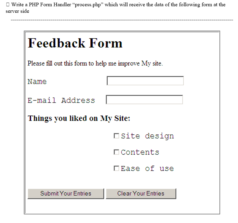 Solved Write a PHP Form Handler “process.php" which will | Chegg.com