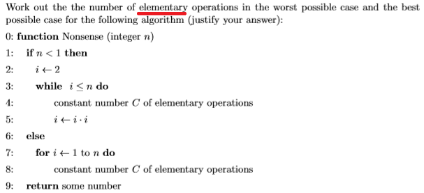 Solved Work out the the number of elementary operations in | Chegg.com