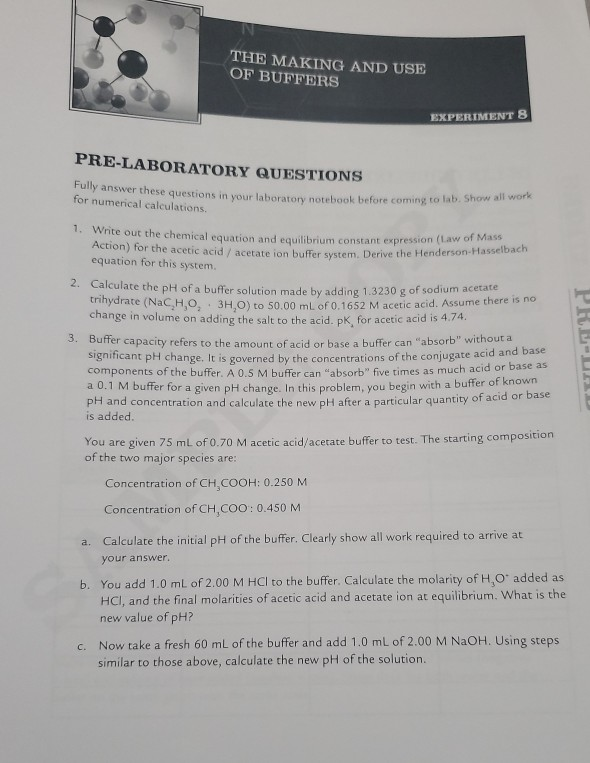 Solved THE MAKING AND USE OF BUFFERS EXPERIMENT 8 | Chegg.com