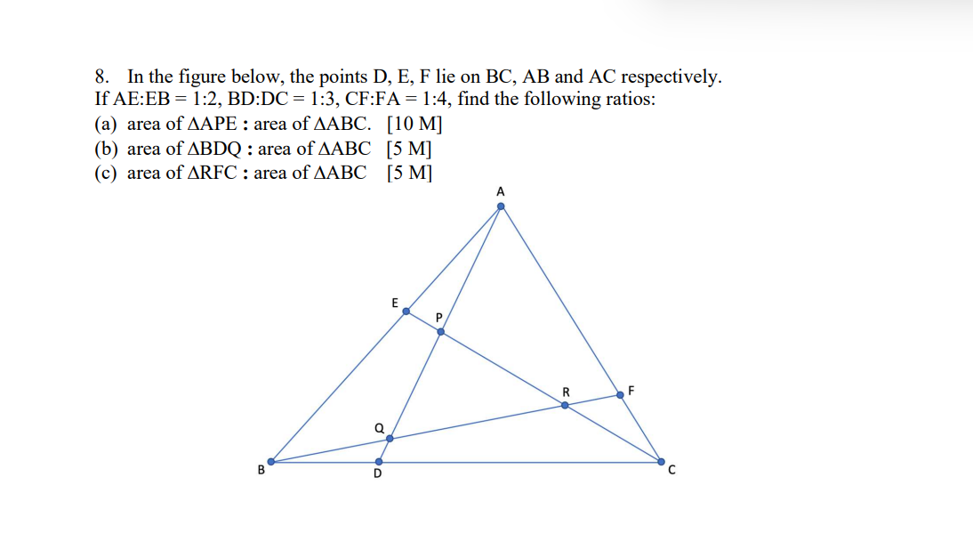 Solved In ﻿the figure below, the points D,E,F ﻿lie on BC,AB | Chegg.com