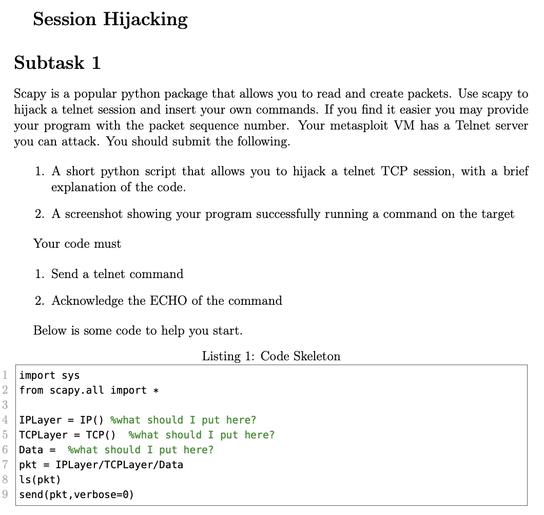 Solved Scapy Is A Popular Python Package That Allows You To