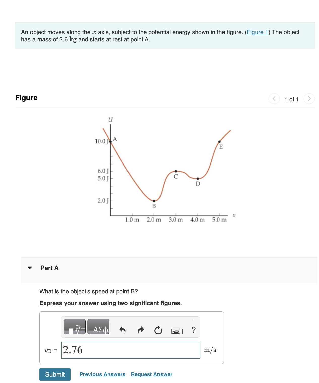 Solved An Object Moves Along The X Axis Subject To The