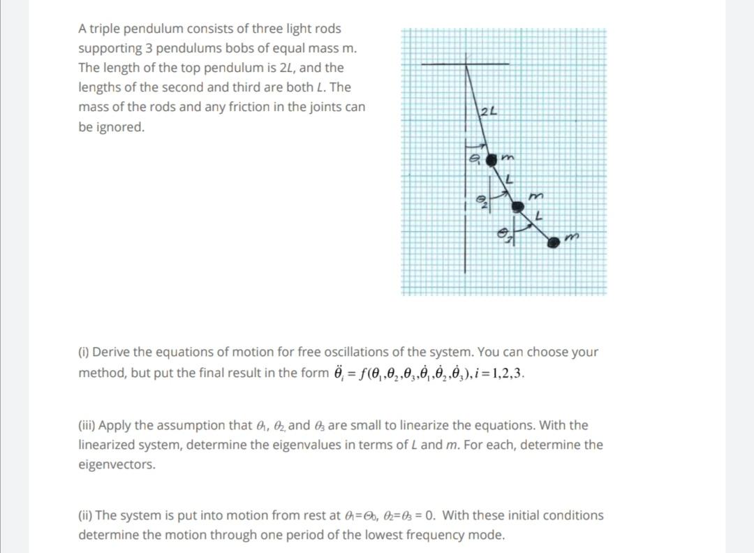 Solved A triple pendulum consists of three light rods | Chegg.com