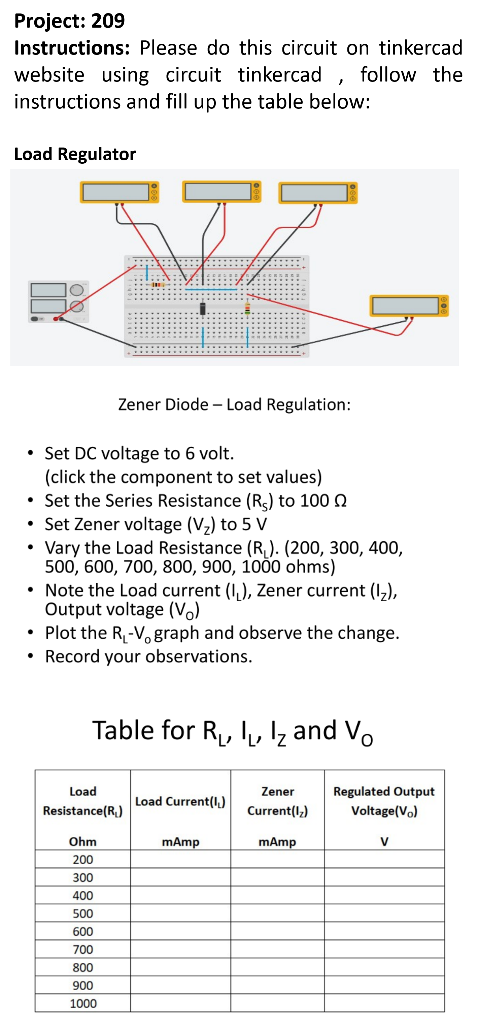 Solved Zener Diode - Load Regulation: • Set DC voltage to 6 | Chegg.com