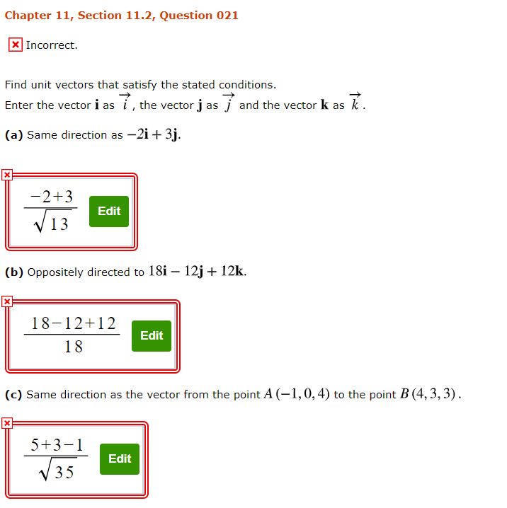 Solved Chapter 11, Section 11.2, Question 021 Find unit | Chegg.com