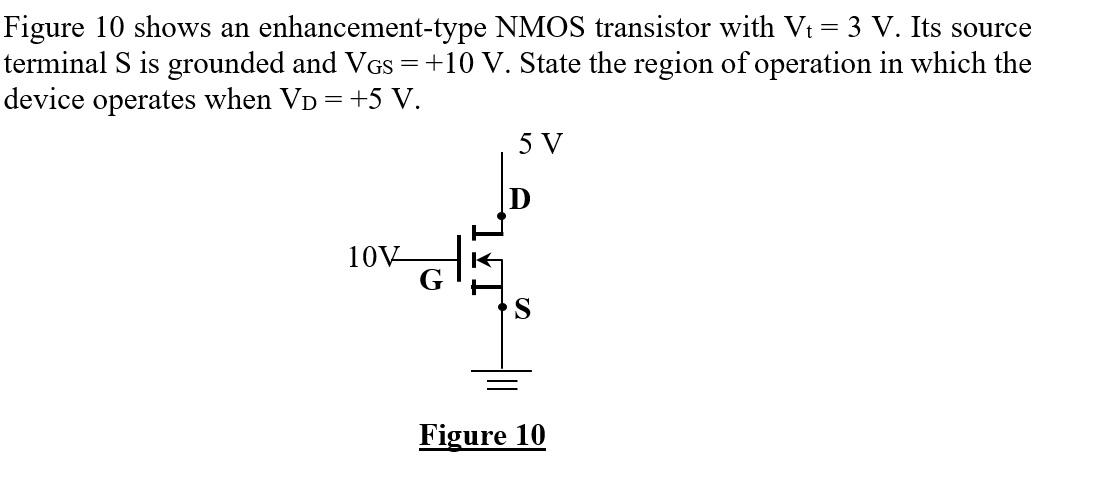 Solved Figure 10 shows an enhancement-type NMOS transistor | Chegg.com