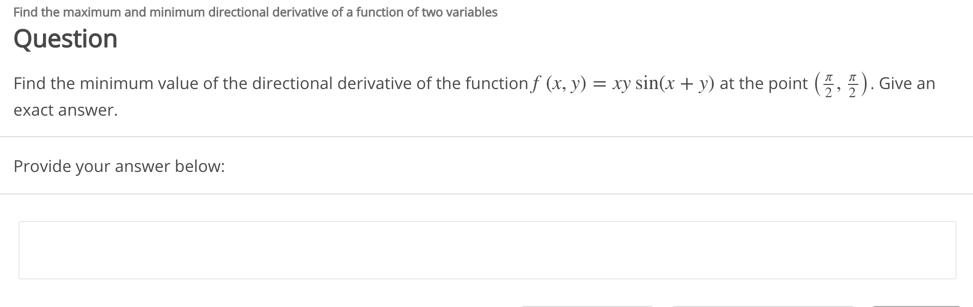 Solved Find the maximum and minimum directional derivative | Chegg.com