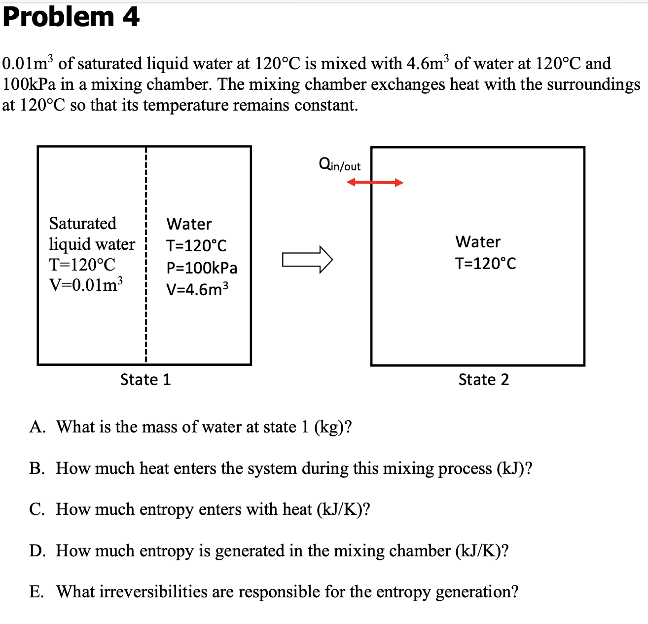 Solved Problem 40.01m3 ﻿of saturated liquid water at 120°C | Chegg.com