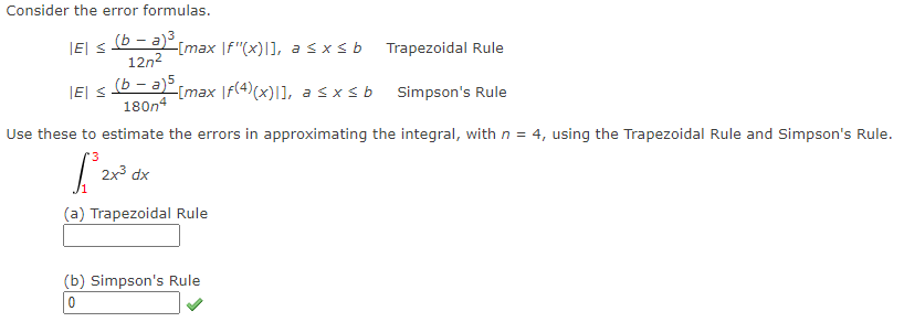 Solved Consider the error formulas. | Chegg.com