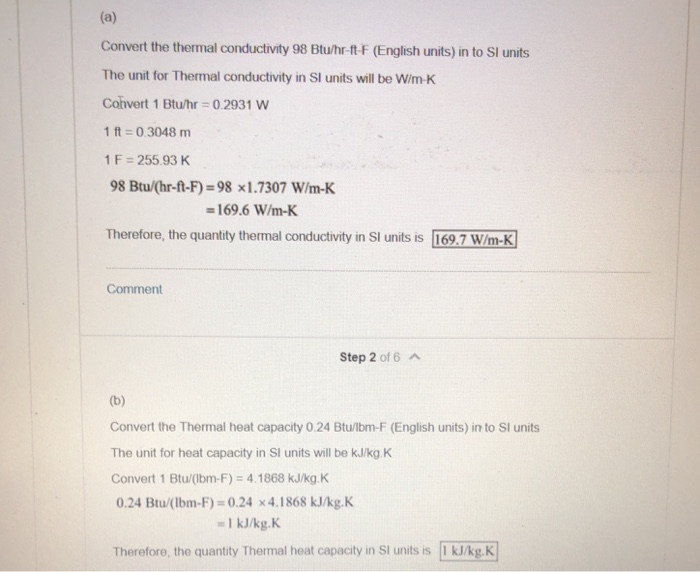 Solved Convert the following quantities from English to SI | Chegg.com