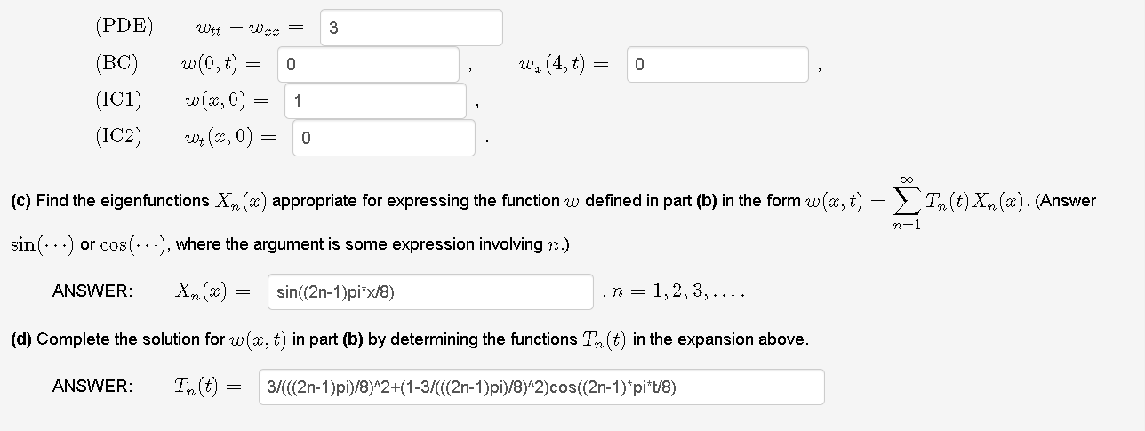 Solved Wave equation PDE eigenfunction expansion I'm trying | Chegg.com
