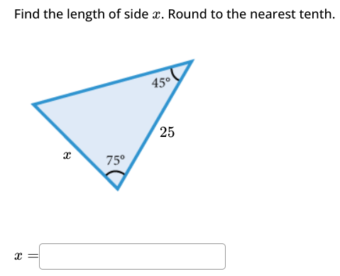 Solved Find the length of side \( ﻿x \). ﻿Round to the | Chegg.com