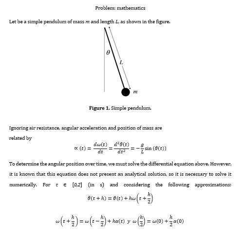 Solved Problem: mathematics Let be a simple pendulum of mass | Chegg.com