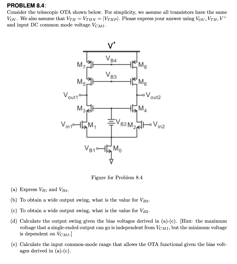 Solved PROBLEM 8.4: Consider the telescopic OTA shown below. | Chegg.com