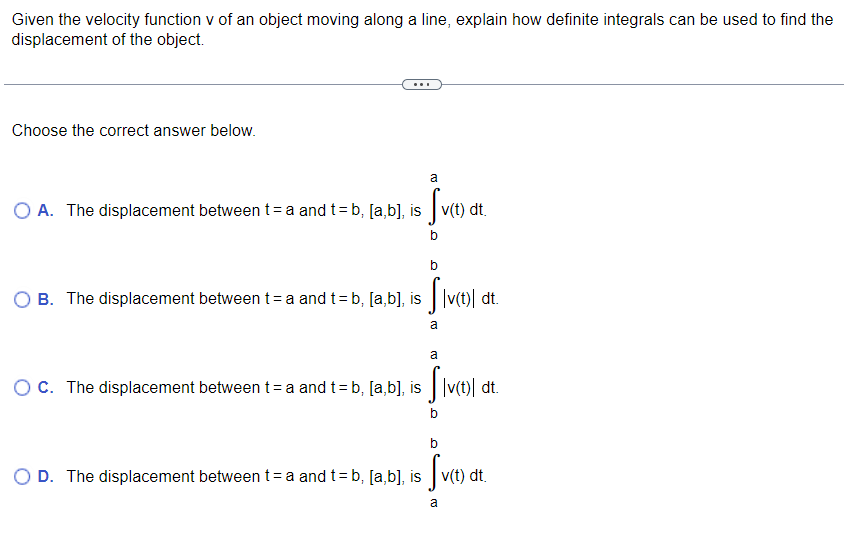 Solved Given the velocity function v of an object moving | Chegg.com