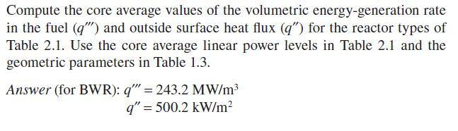 Solved Compute the core average values of the volumetric | Chegg.com