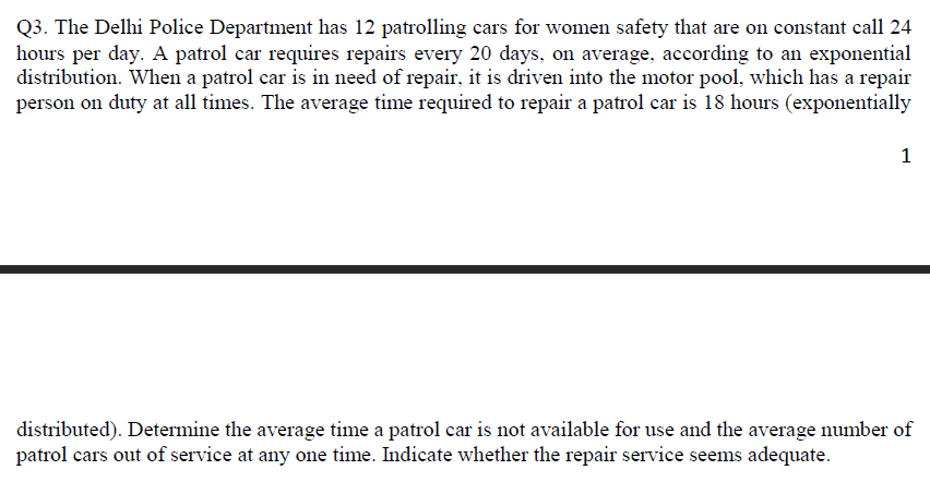 Solved Q3. The Delhi Police Department has 12 patrolling | Chegg.com