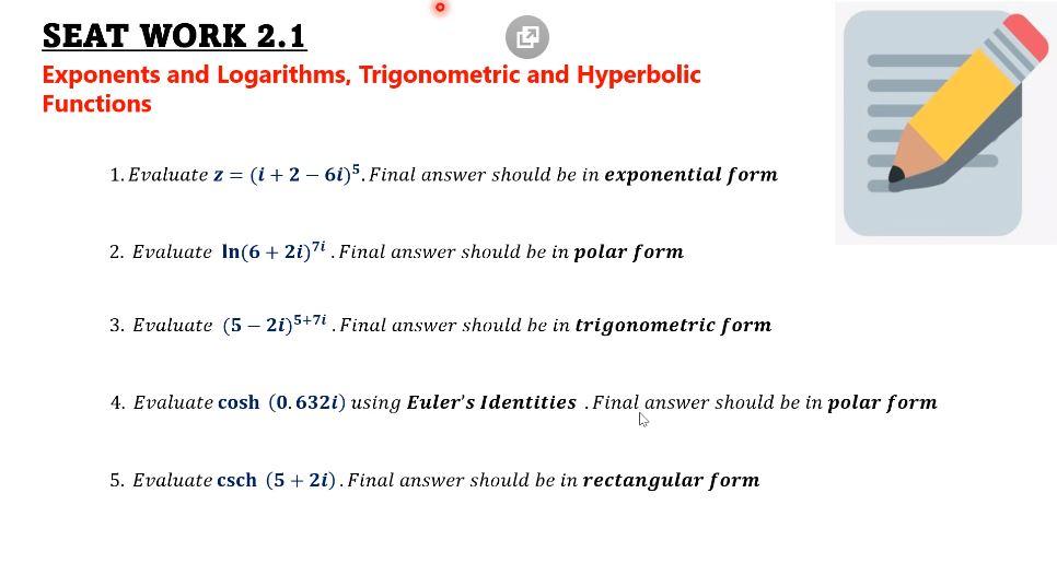 Solved Exponents and Logarithms, Trigonometric and | Chegg.com