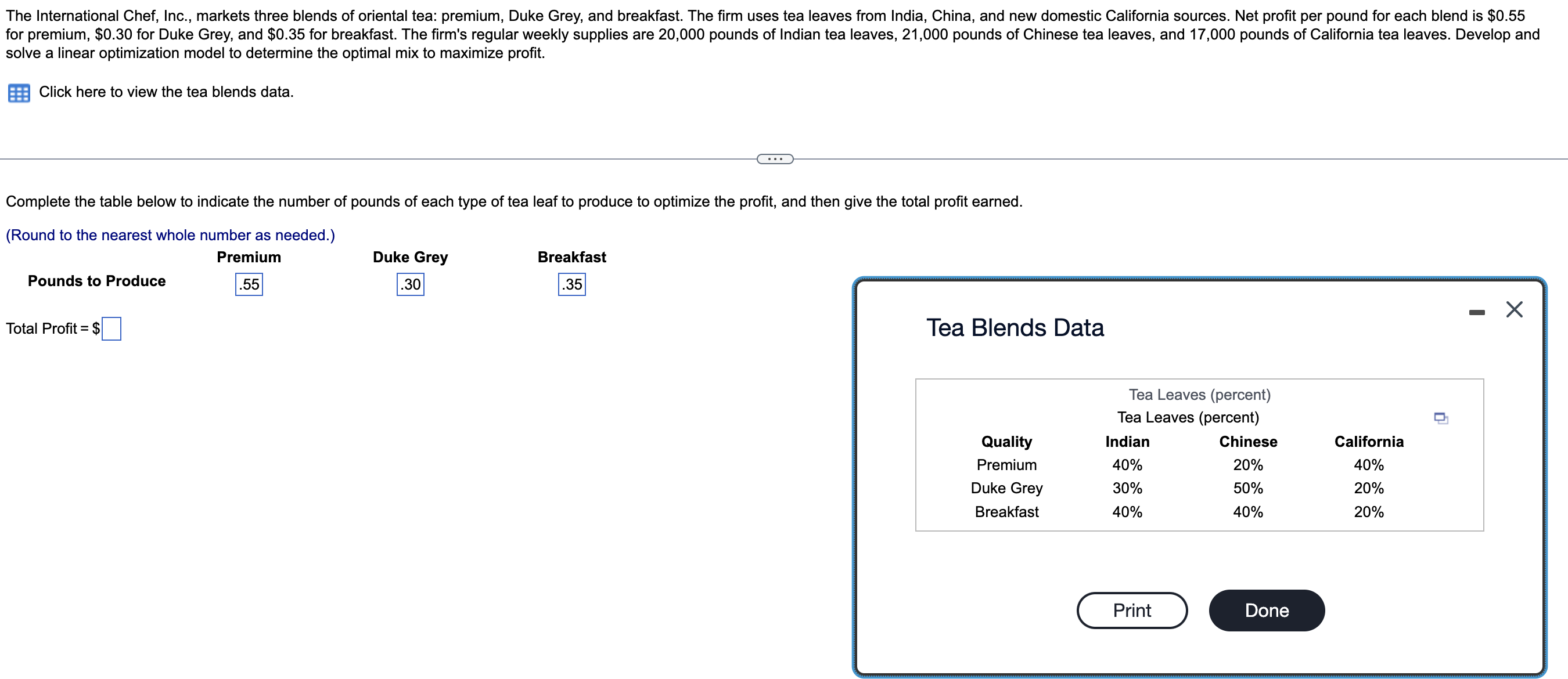 Solved Solve A Linear Optimization Model To Determine The 