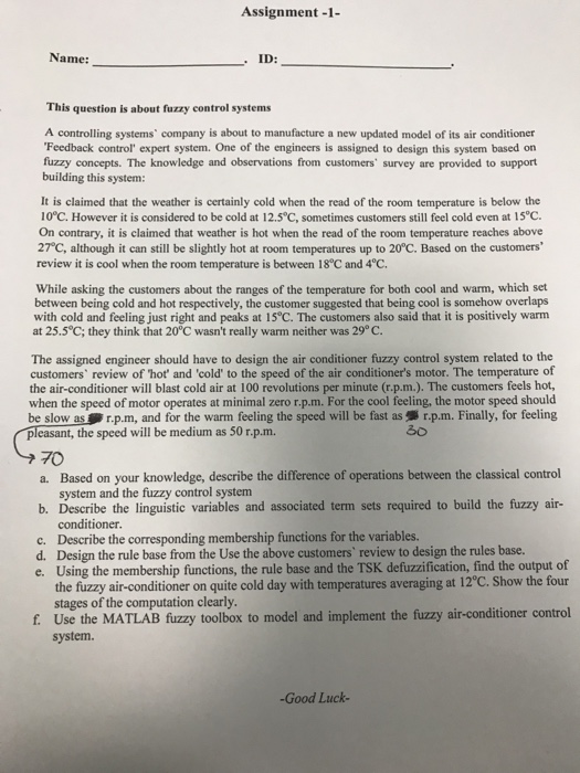 Solved Assignment-1- Name: ID: This question is about fuzzy | Chegg.com