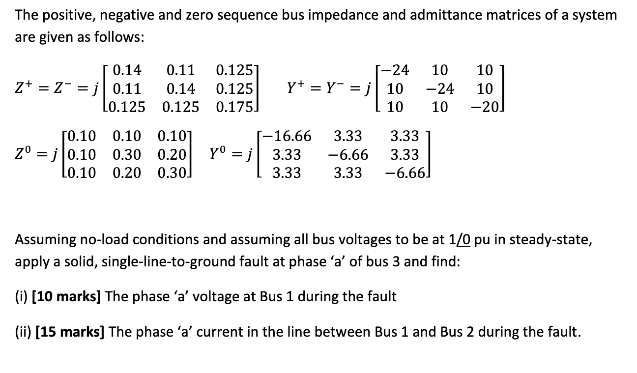 Solved The positive, negative and zero sequence bus | Chegg.com