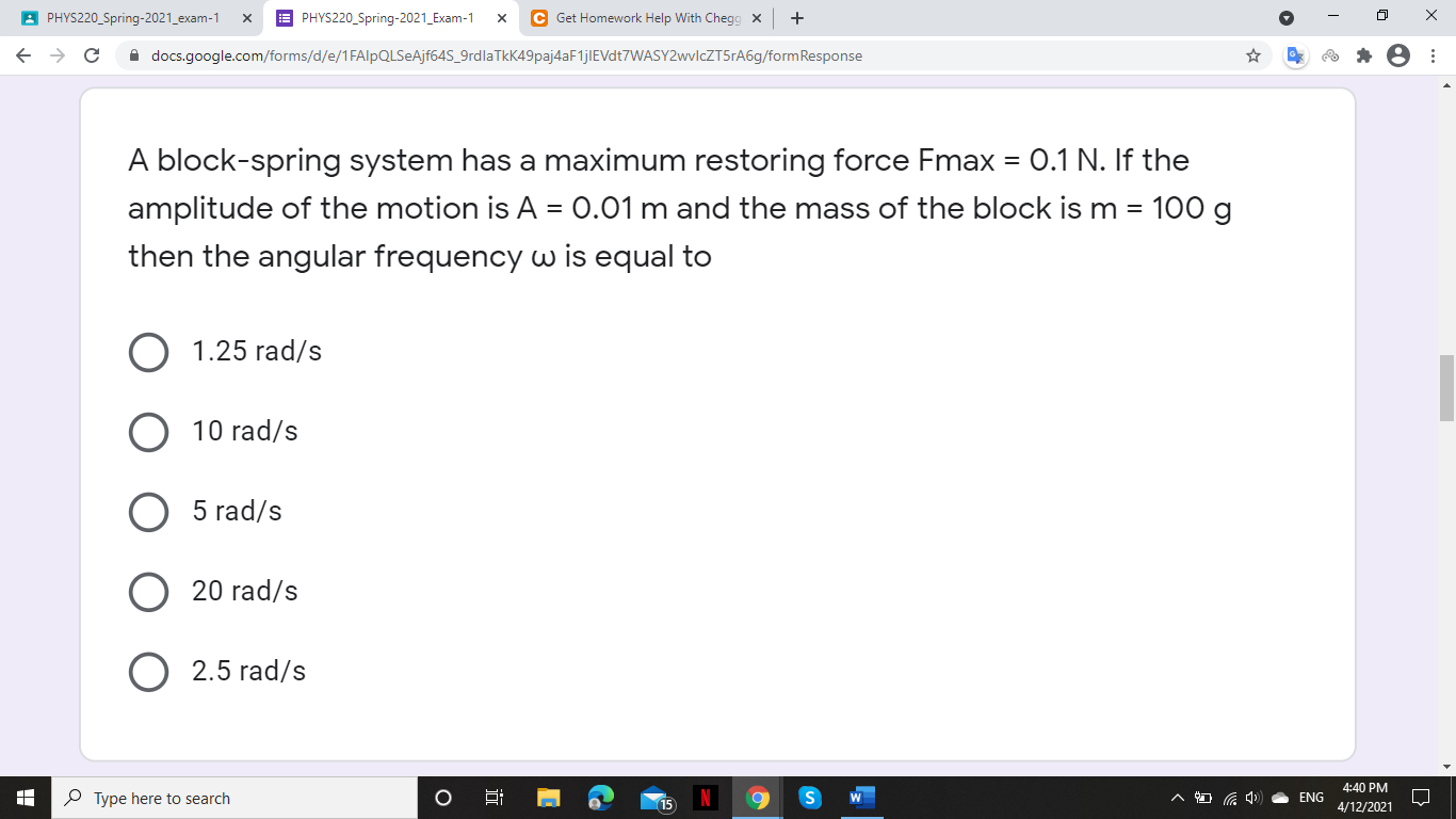 Solved PHYS220_Spring-2021_exam-1 x E | Chegg.com
