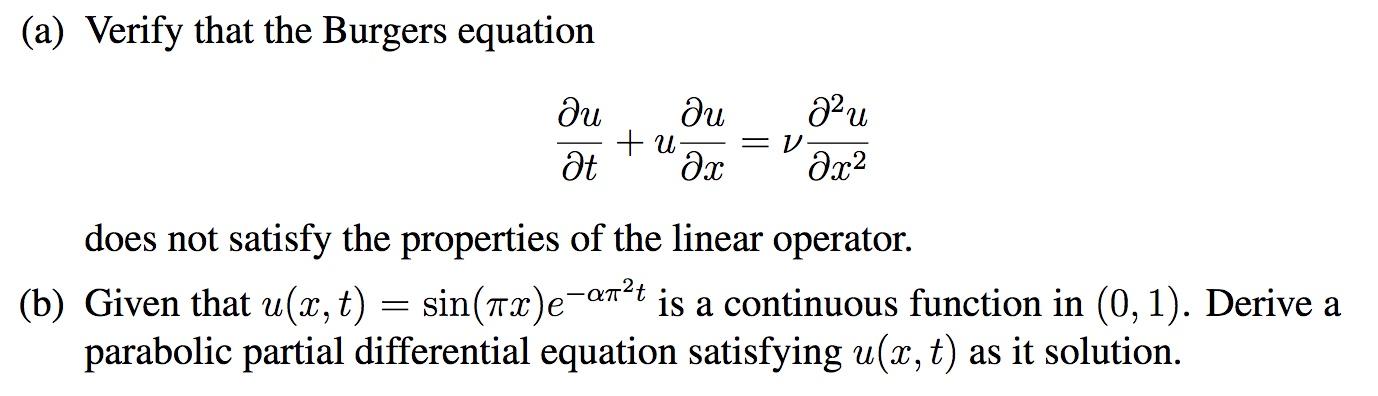 Solved (a) Verify that the Burgers equation | Chegg.com