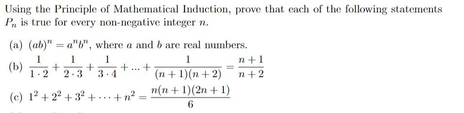 Solved Using the Principle of Mathematical Induction, prove | Chegg.com