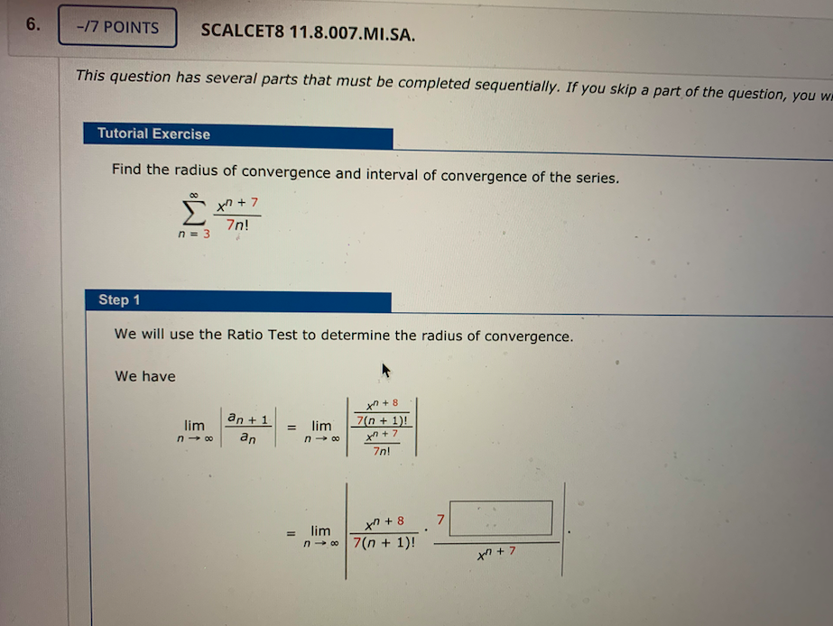 Solved -/7 POINTS SCALCET8 11.8.007.MI.SA. This question has | Chegg.com