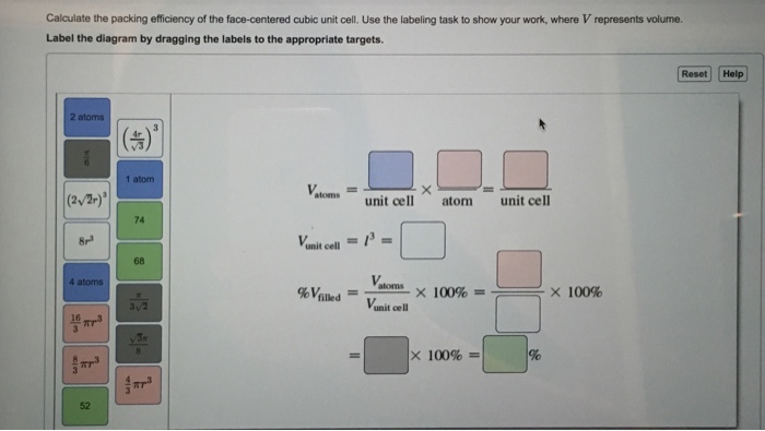 Solved Calculate the packing efficiency of the face-centered | Chegg.com