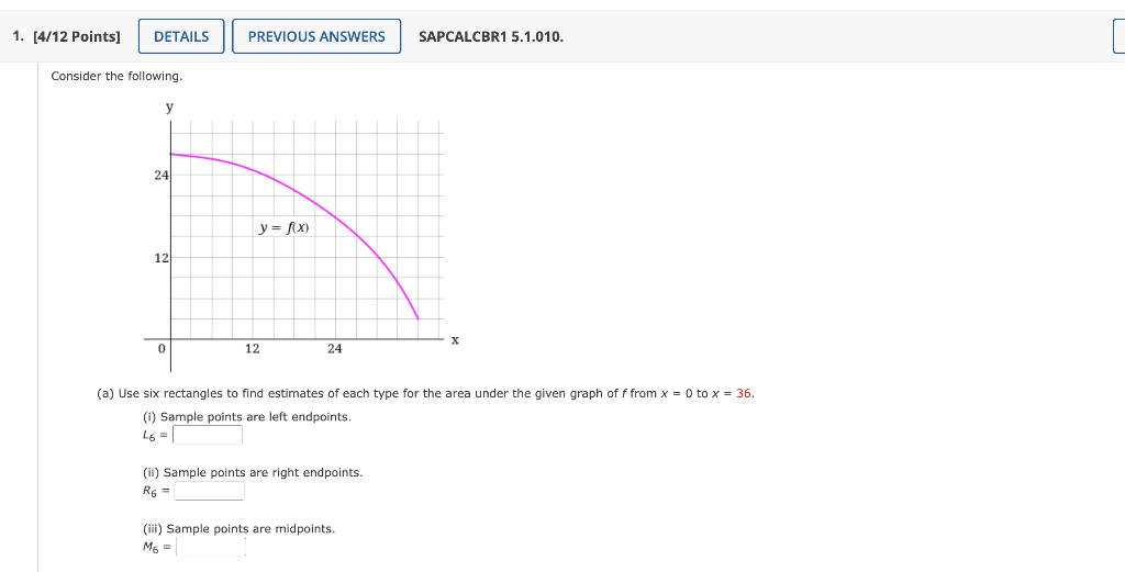 Solved Consider the following. (a) Use six rectangles to | Chegg.com