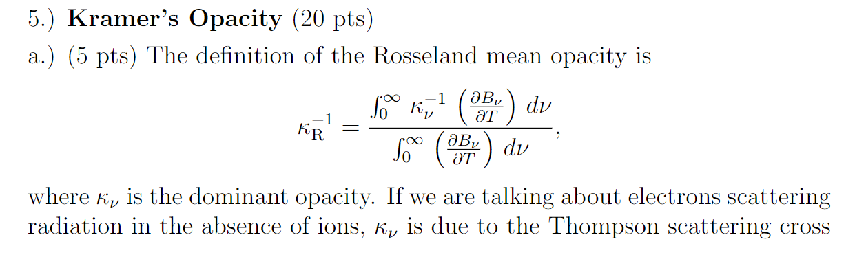 1 aB ƏT 5.) Kramer's Opacity (20 pts) a.) (5 pts) The | Chegg.com