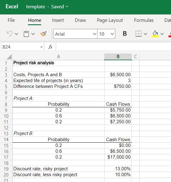 Solved Excel Online Structured Activity: Project risk | Chegg.com
