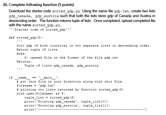 Solved 26. Complete following function (5 points) Download | Chegg.com