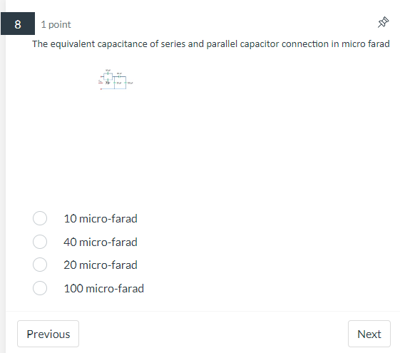 Solved 1 point The equivalent capacitance of series and | Chegg.com